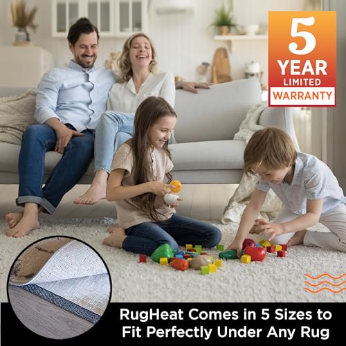 RugHeat Portable Heated Floor Mat, Large (58x81 inches) Fits Under a 5' x 7' Rug - Under-Rug Pad for Heated Rug, Electric Radiant Floor Heater for Area Rugs, Heating Mat for Bedrooms, Living Rooms