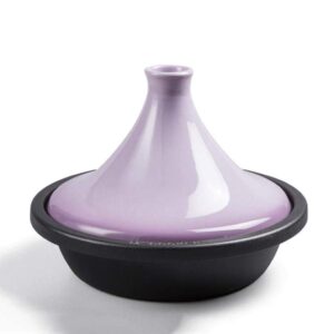 myyingbin 1.7liter tagine pot with enameled cast iron base and cone-shaped lid anti-hot silicone gloves, suitable for 1-4 people, purple