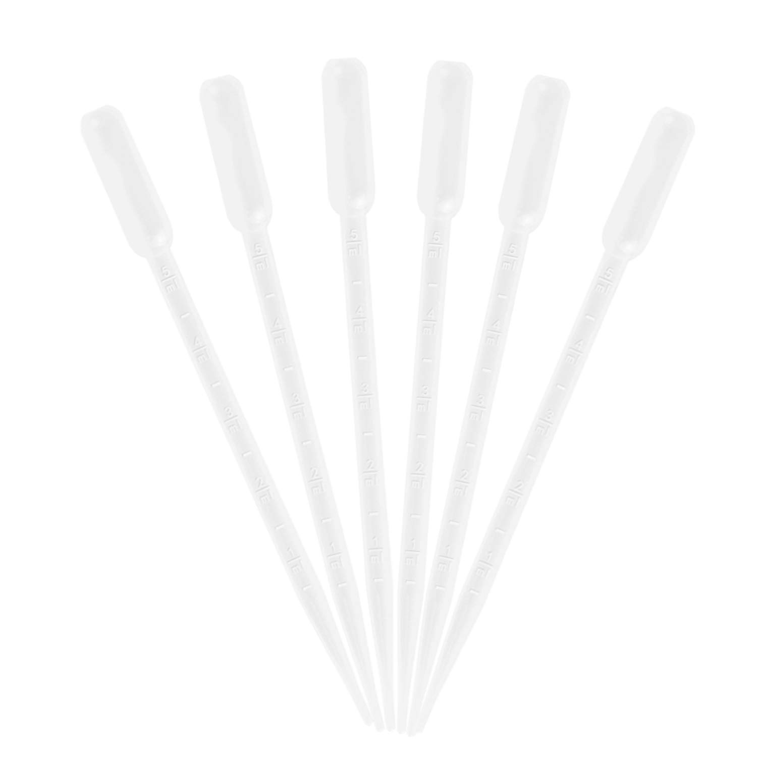 Batino 100 PCS 5ML Disposable Plastic Transfer Liquid Dropper Plastic Essential Oils Graduated Transfer Pipettes