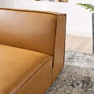 Modway Restore Vegan Leather Sectional Sofa Armless Chair in Tan