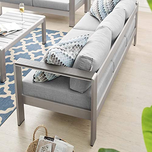 Modway Shore EEI-4228-SLV-GRYShore Sunbrella Patio Sofa in Silver Gray, 27.5 x 76.5 x 24.5