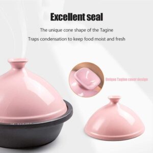 MYYINGBIN 30cm Tagine Enameled Cast Iron Pot with Lid Slow Cooker Lead-Free Cooking Healthy Food for Home Kitchen, Best Gift, Pink