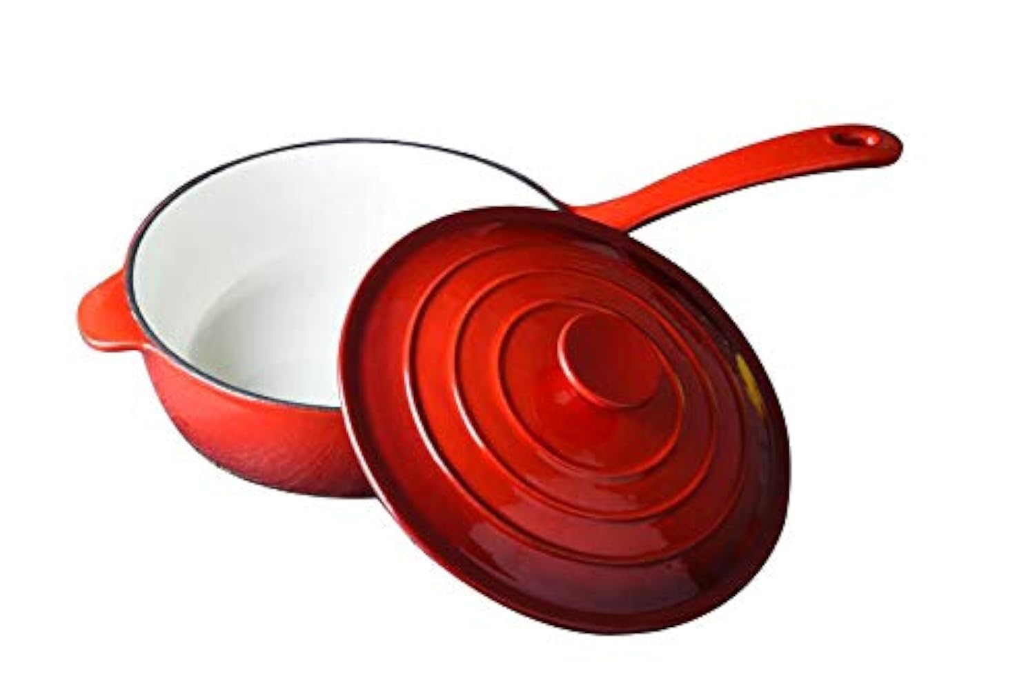 DIBOO Enameled Cast Iron Covered Sauce Pan-2.7 Quart