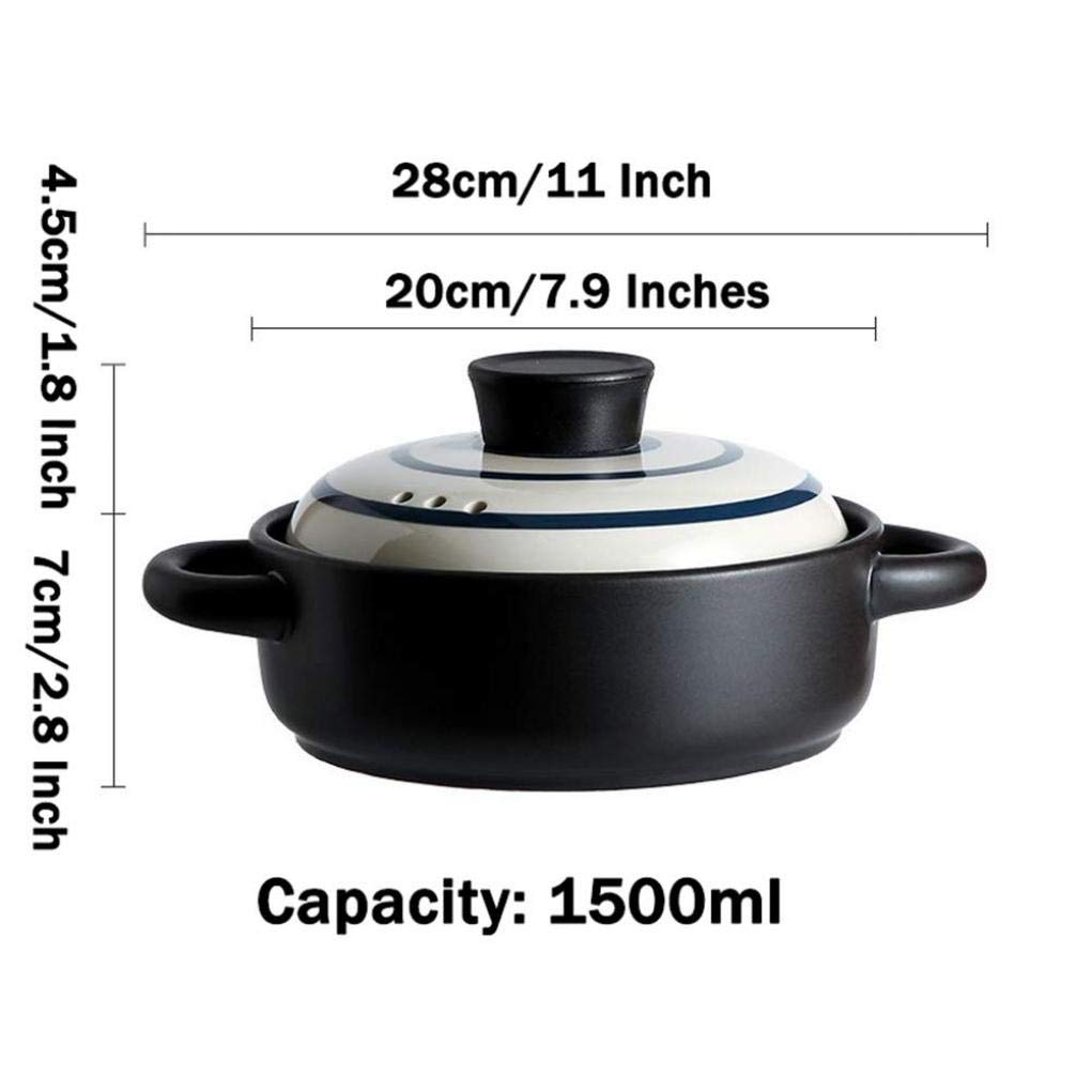 MYYINGBIN 1.5Liter Moroccan Tagine Pot Clay High Temperature Resistance Anti-Scalding Handle Slow Cooker Smooth Glazed Surface, B