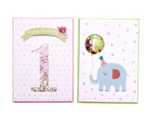 first birthday greeting cards (2-pk one & elephant)