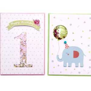 First Birthday Greeting Cards (2-PK One & Elephant)