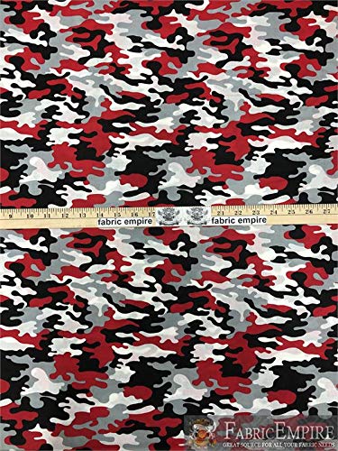 100% Cotton Quilt Prints Fabrics Camouflage / 45" Wide/Sold by The Yard (Real Red)