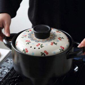 MYYINGBIN Ceramics Casserole with Lid Handles, Tagine Cooking Pot High Temperature Pots and Pan, Housewarming Gift, G