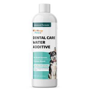 wellnergy pets dental care water additive for dogs & cats – no brush formula, oral hygiene & fresh breath, reduce plaque and tartar. 16 fl oz