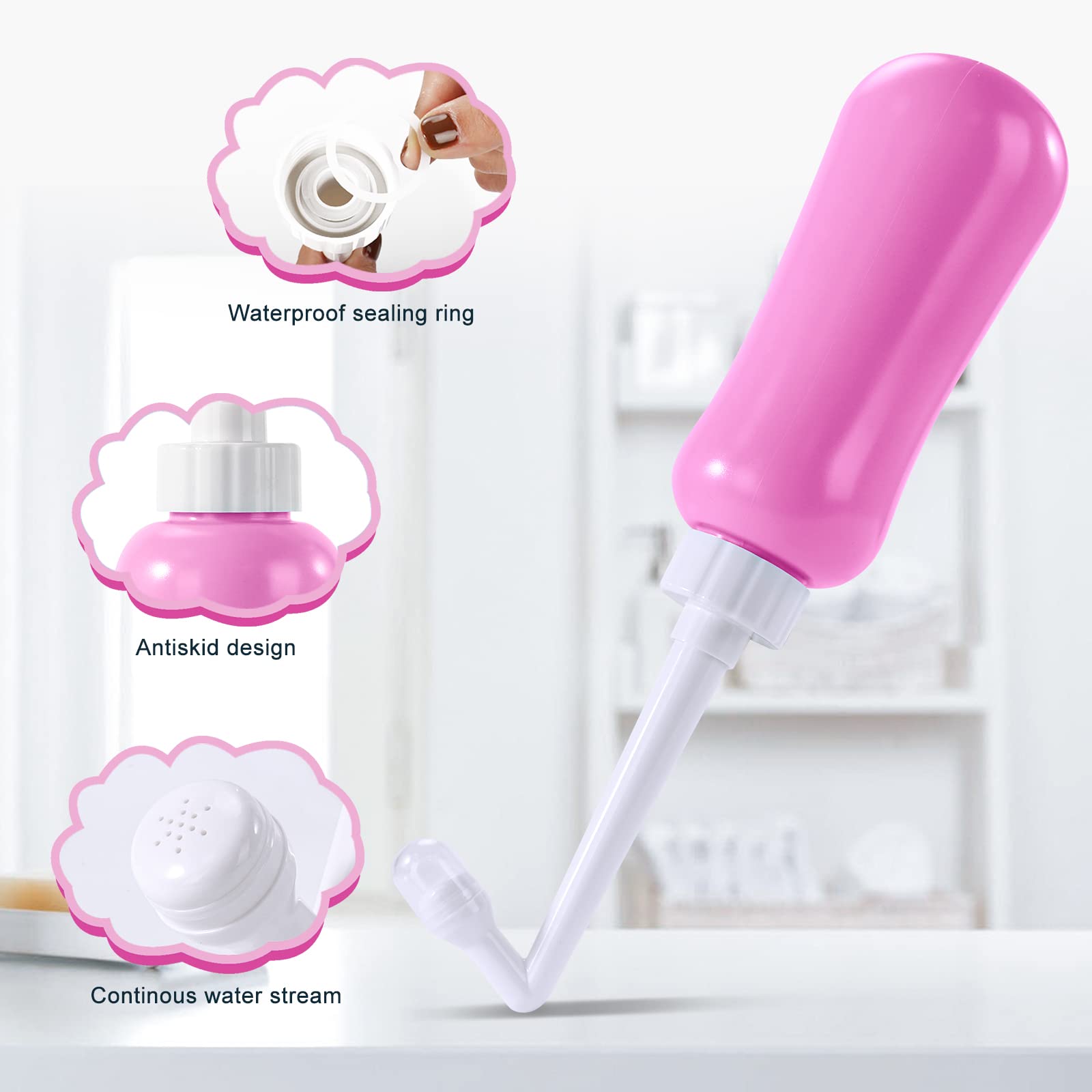 Portable Bidet Travel Large Capacity 450ml(15oz) Personal Bidet Toilet Handheld Bidet Pink