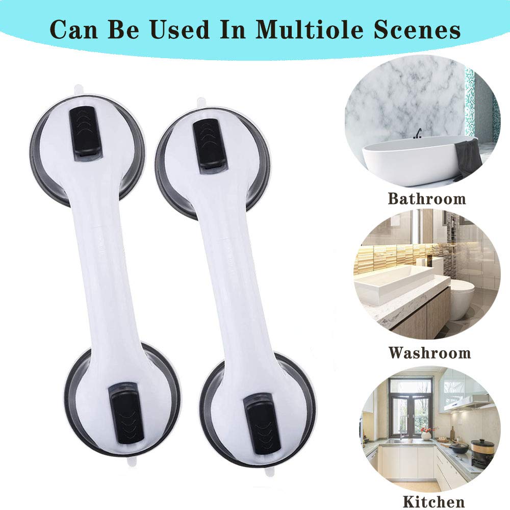 BQTYBD Suction Grab Bar,2 Pack Grab Bars for Bathroom,Suction Cup Handle Grab bar with Dual Locking,Anti-Slip Grip Safety Grab Bars for Elderly,Senior Assist Bath Handle