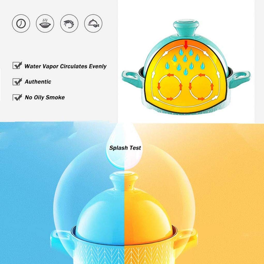 MYYINGBIN 20cm Moroccan Tagine Pot High Temperature Resistance Ceramic Casserole Soup Pot Suitable for Oven Microwave Oven Gas Stove Electric Ceramic Stove, Green