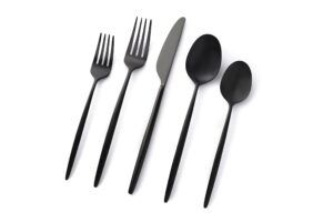 cambridge s505120ckw12r gaze black satin 20-piece flatware set, service for 4, silver