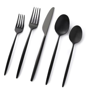 Cambridge S505120CKW12R Gaze Black Satin 20-Piece Flatware Set, Service for 4, silver