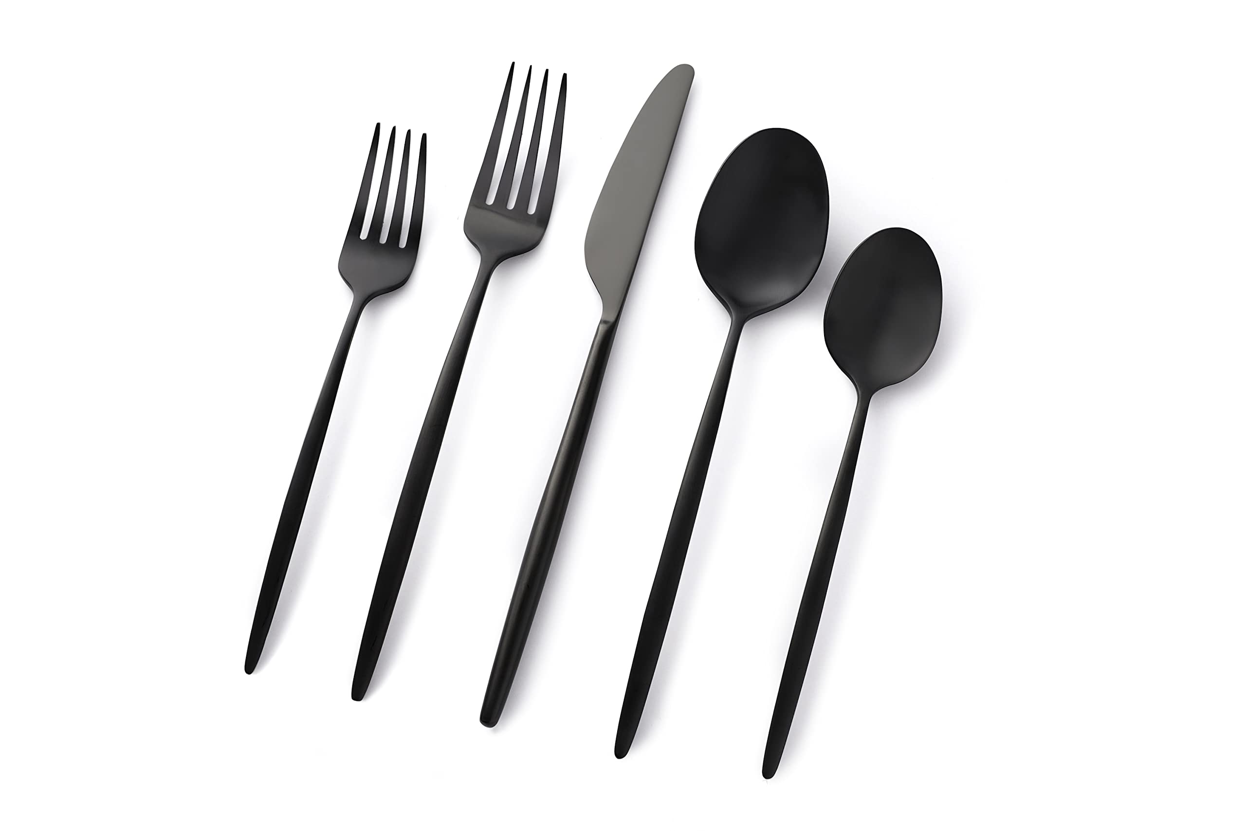 Cambridge S505120CKW12R Gaze Black Satin 20-Piece Flatware Set, Service for 4, silver