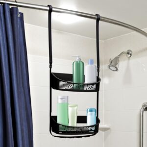 BLACK+DECKER 2-Way Convertible Hanging Anti-Swing Shower Caddy, 2 Way Adjustable Arm, Over The Door, Loofah & Razor Hooks, Storage & Organization, Large and Small Bottles and More, Black