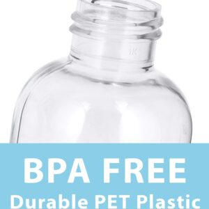 JUVITUS 4 oz / 120 ml Clear Plastic PET Boston Round Bottle (BPA Free) with Black Disc Cap (12 pack)