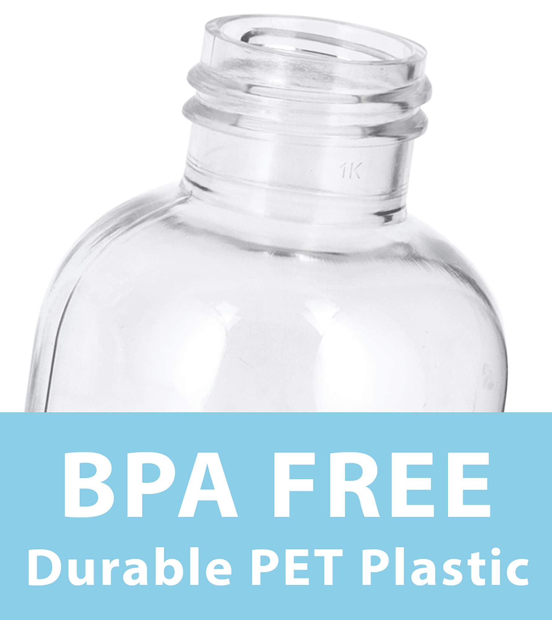 JUVITUS 4 oz / 120 ml Clear Plastic PET Boston Round Bottle (BPA Free) with Black Disc Cap (12 pack)