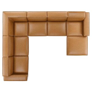 Modway Restore 7-Piece Vegan Leather Sectional Sofa in Tan