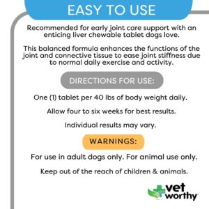 Vet Worthy Joint Support Level 1 Liver Flavored Chewable Tablet for Dogs (90 ct)