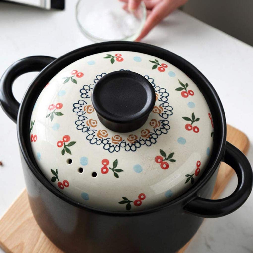 MYYINGBIN Ceramics Casserole with Lid Handles, Tagine Cooking Pot High Temperature Pots and Pan, Housewarming Gift, G