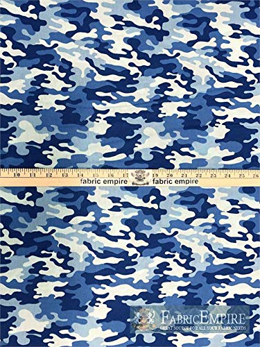 100% Cotton Quilt Prints Fabrics Camouflage / 45" Wide/Sold by The Yard (Blue)