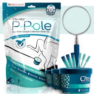 checkup p-pole - dog urine collection pack - telescopic pole, cups, pipettes & vials - a new innovative, do it yourself approach to collect your dogs urine at home and have it ready for testing