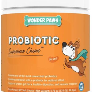 WONDER PAWS Probiotic Superhero Chews Plus Heart + Vitality Chews - for Dog’s Gut Health, Digestion, Immune Support, Heart Health & Circulation - Probiotic 90 Chews - Heart + Vitality 90 Chews