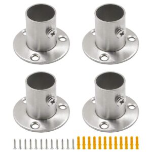 augiimor 4pcs closet rod support bracket 3/4" diameter stainless steel closet rod flange holder end support bracket for closet wardrobe shower curtain rod