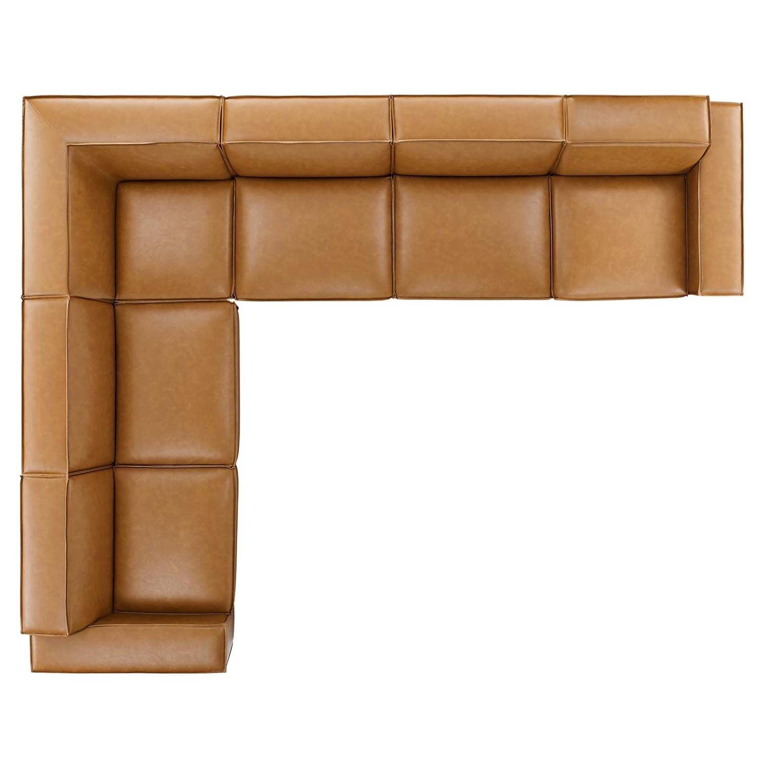 Modway Restore 6-Piece Vegan Leather Sectional Sofa in Tan