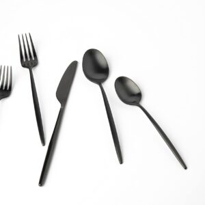 Cambridge S505120CKW12R Gaze Black Satin 20-Piece Flatware Set, Service for 4, silver