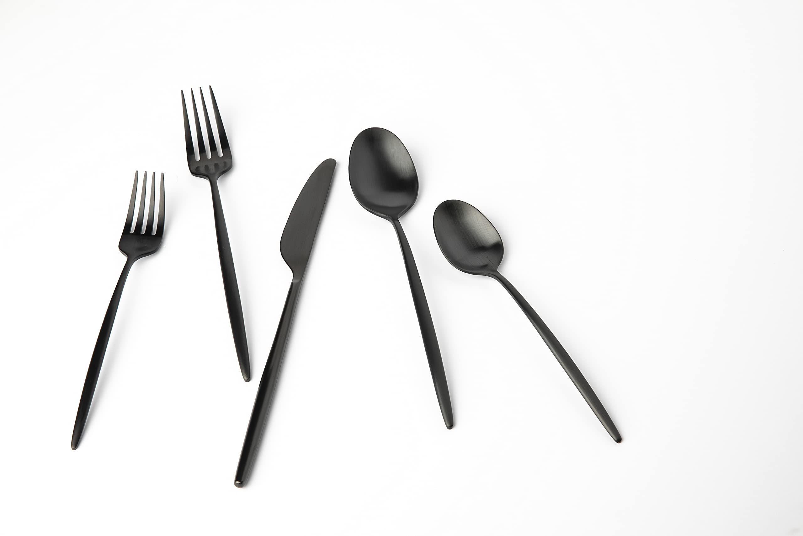 Cambridge S505120CKW12R Gaze Black Satin 20-Piece Flatware Set, Service for 4, silver