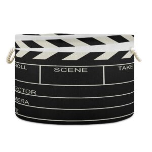 alaza movie cinema clapboard large storage laundry basket with handles for blanket towels nursery hamper bin 20" x 20" x 14"