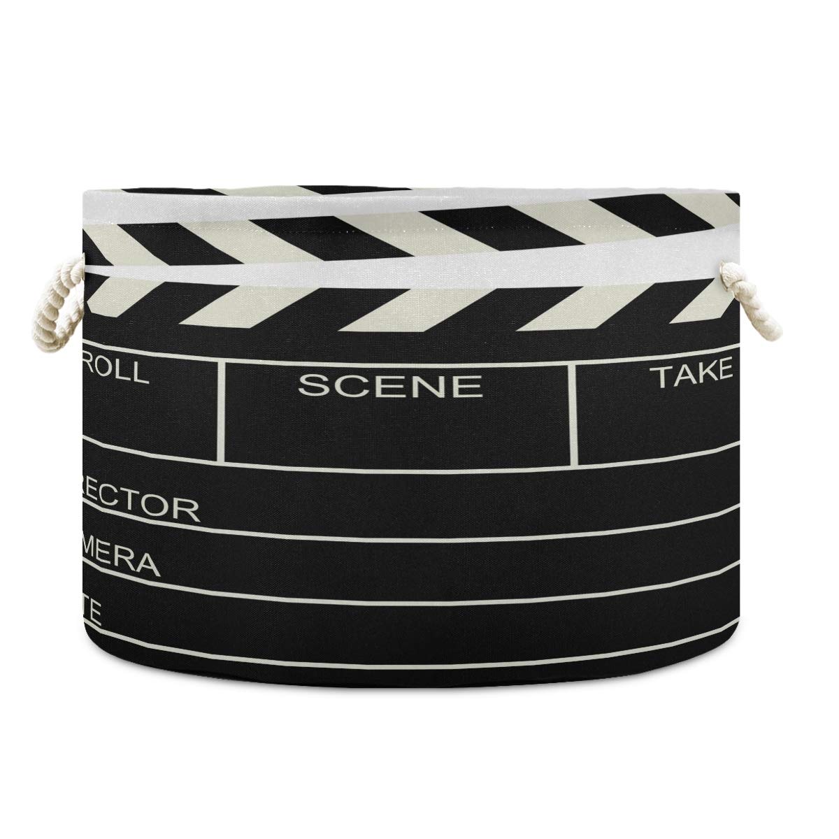 ALAZA Movie Cinema Clapboard Large Storage Laundry Basket with Handles for Blanket Towels Nursery Hamper Bin 20" x 20" x 14"