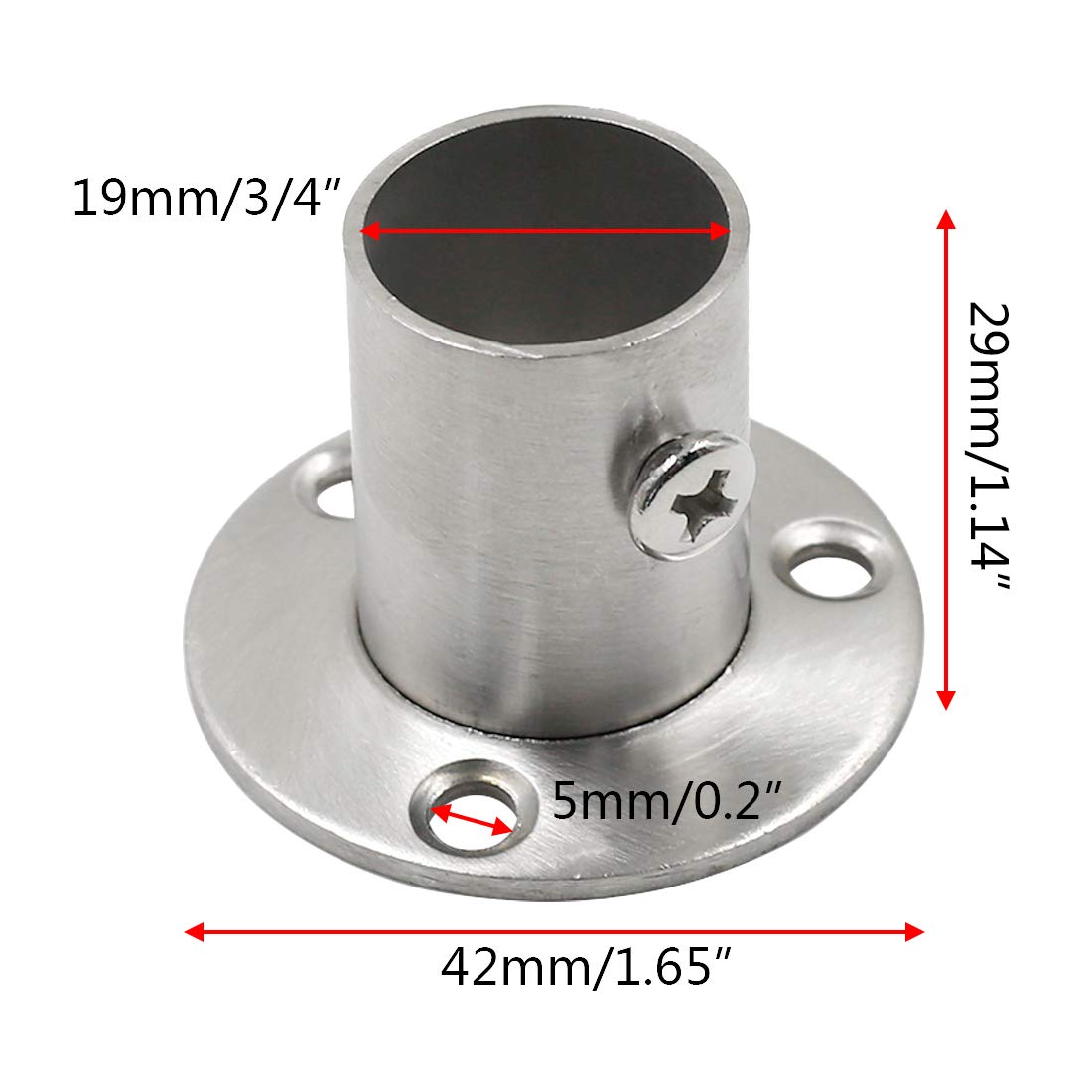 Augiimor 4PCS Closet Rod Support Bracket 3/4" Diameter Stainless Steel Closet Rod Flange Holder End Support Bracket for Closet Wardrobe Shower Curtain Rod