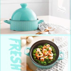 MYYINGBIN 20cm Moroccan Tagine Pot High Temperature Resistance Ceramic Casserole Soup Pot Suitable for Oven Microwave Oven Gas Stove Electric Ceramic Stove, Green