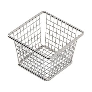 american metalcraft fbss44 square snack basket, silver, 4"