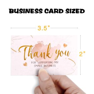 120 Thank You For Supporting My Small Business Cards (3.5 x 2 Inches), Blush Pink and Gold Theme Custom Thank You Cards for Online, Retail Store, Handmade Goods, Customer Package Inserts