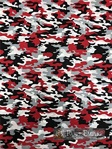 100% Cotton Quilt Prints Fabrics Camouflage / 45" Wide/Sold by The Yard (Real Red)