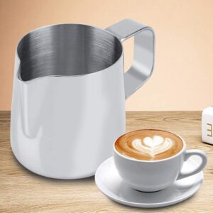 Stainless Steel Milk Frothing Pitcher, Steaming Pitcher Coffee Cappuccino Latte Art Frothing Cup, for Machines (150ML)