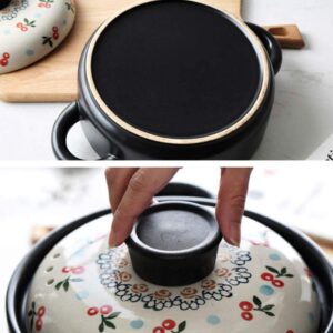 MYYINGBIN Ceramics Casserole with Lid Handles, Tagine Cooking Pot High Temperature Pots and Pan, Housewarming Gift, D