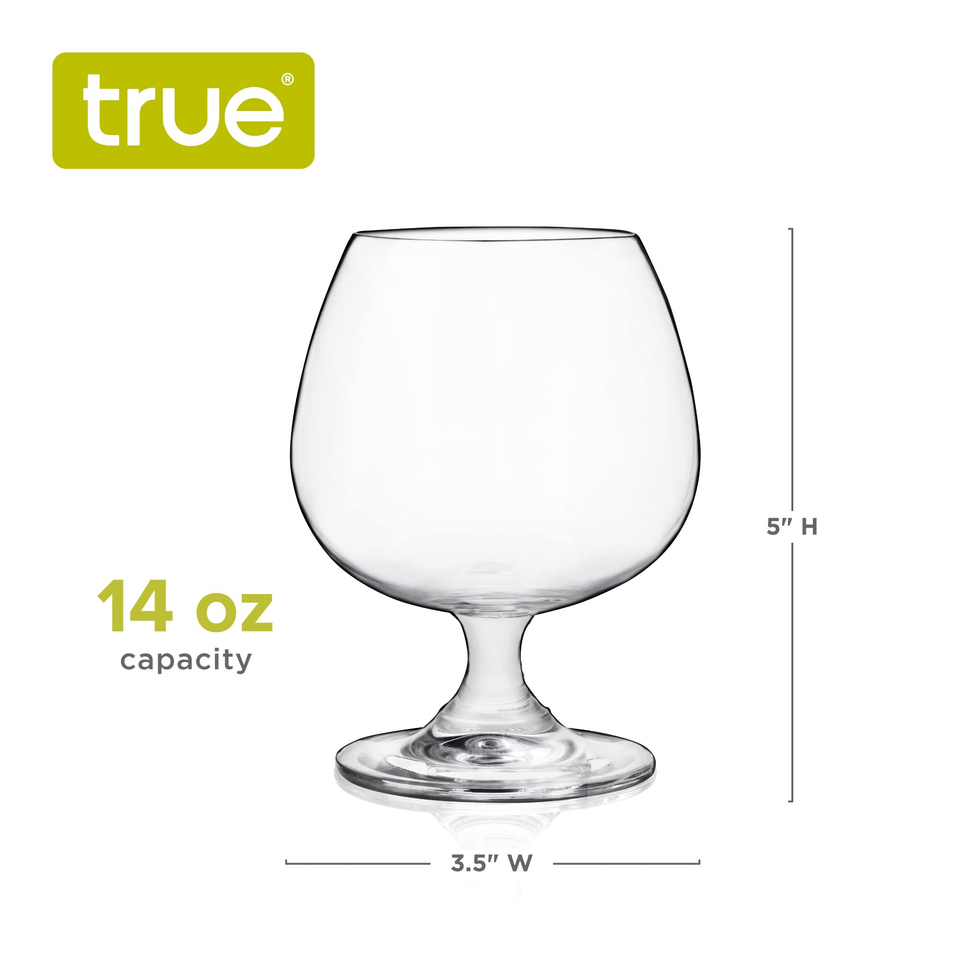 True Brandy Bourbon Whiskey Cognac Scotch Drinking Glasses, Superb Lead-Free Crystal Snifter Glass for Cocktail Party Dishwasher Safe, 14 oz, Set of 4