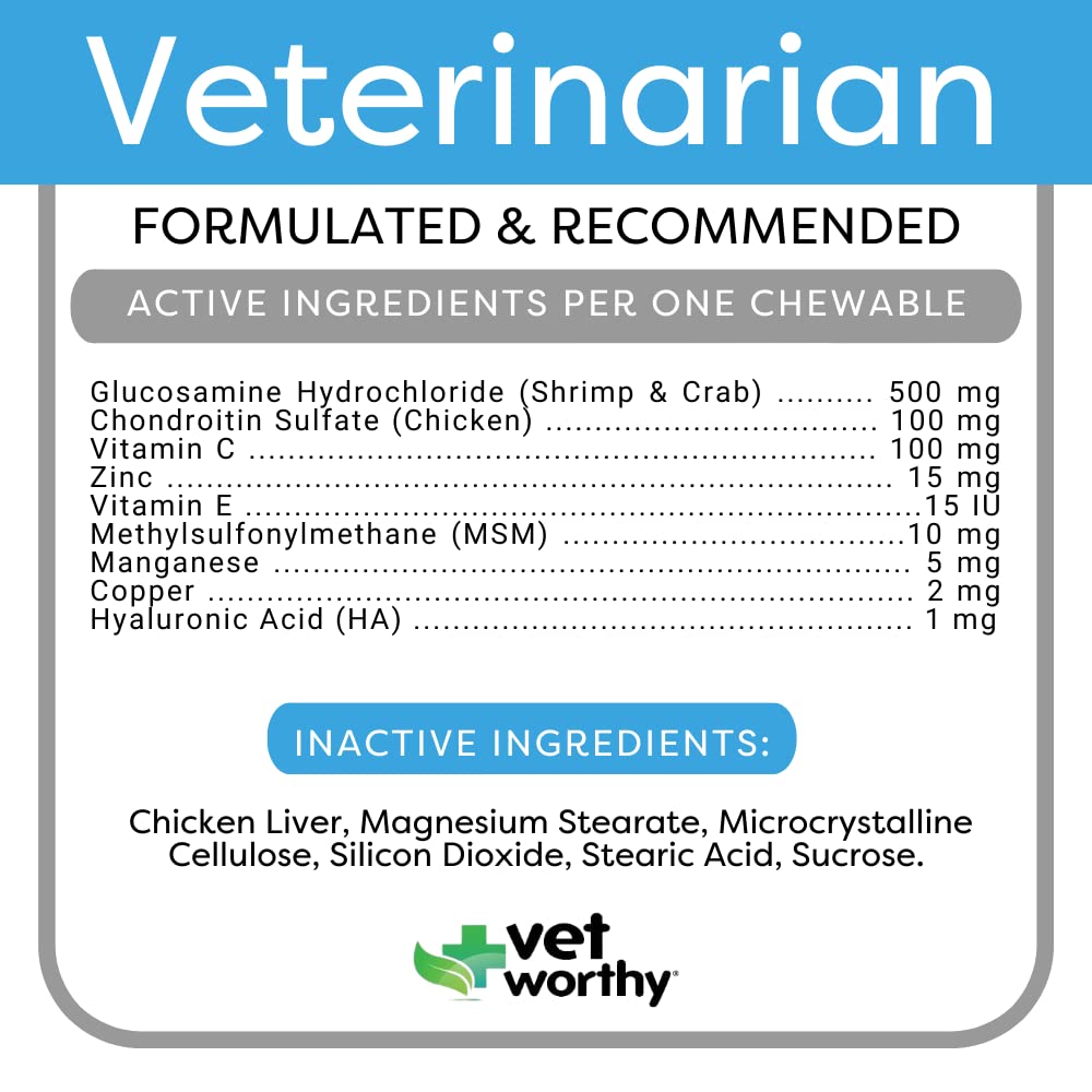 Vet Worthy Joint Support Level 1 Liver Flavored Chewable Tablet for Dogs (90 ct)