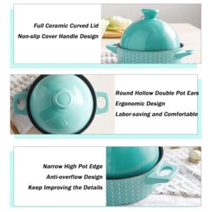 MYYINGBIN 20cm Moroccan Tagine Pot High Temperature Resistance Ceramic Casserole Soup Pot Suitable for Oven Microwave Oven Gas Stove Electric Ceramic Stove, Green