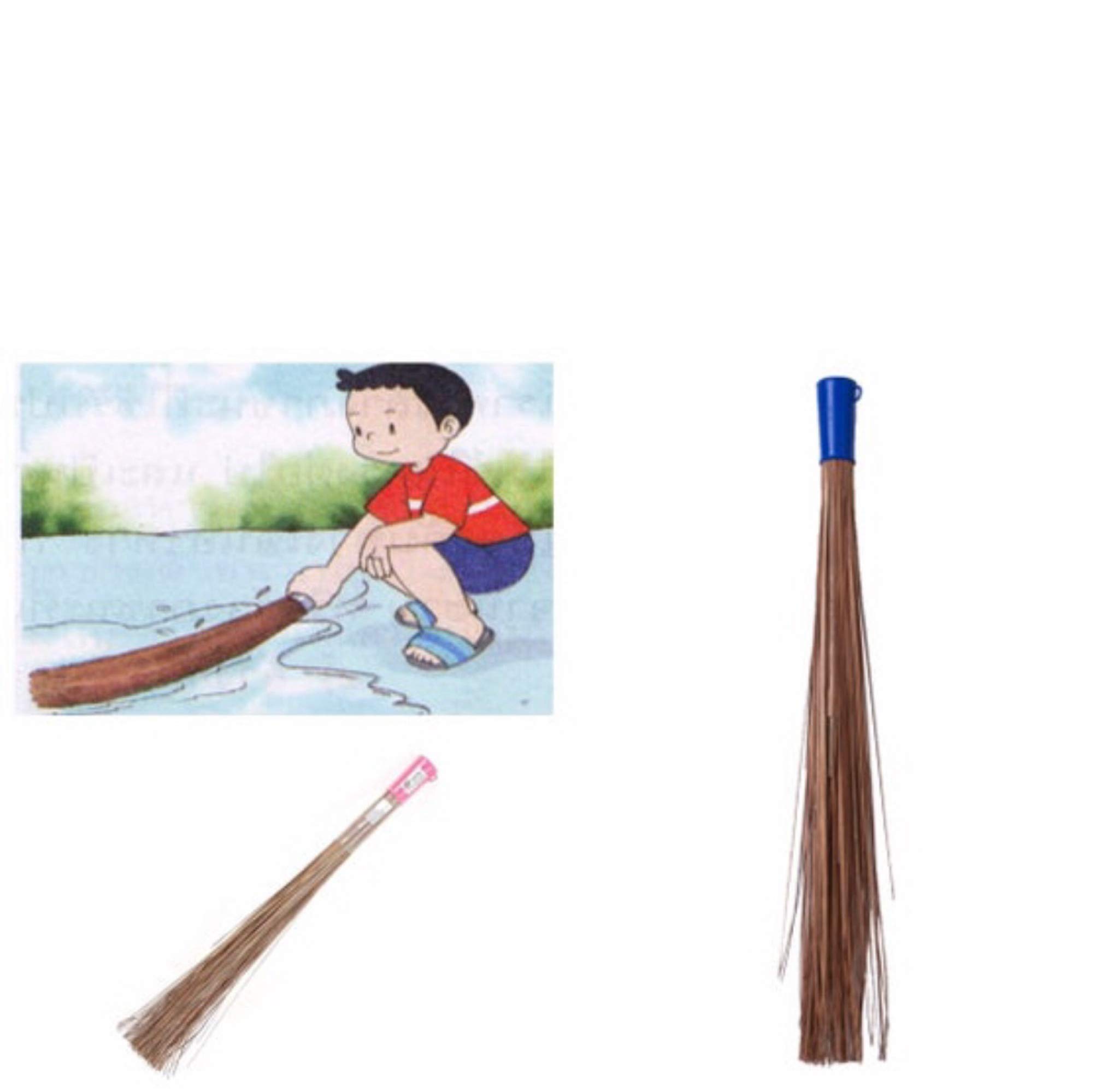 SN SKENNOVA - 1 Piece of Multi-Surfaces Sturdy Outdoor Authentic Coconut leaf Broom Asian Heavy Duty Broom Thai Natural Coconut leaf Broom Handmade