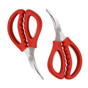 2 pack seafood scissors,seafood fish crab shrimp lobster scissors stainless steel shears for kitchen tools