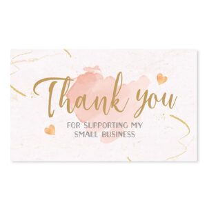 120 thank you for supporting my small business cards (3.5 x 2 inches), blush pink and gold theme custom thank you cards for online, retail store, handmade goods, customer package inserts