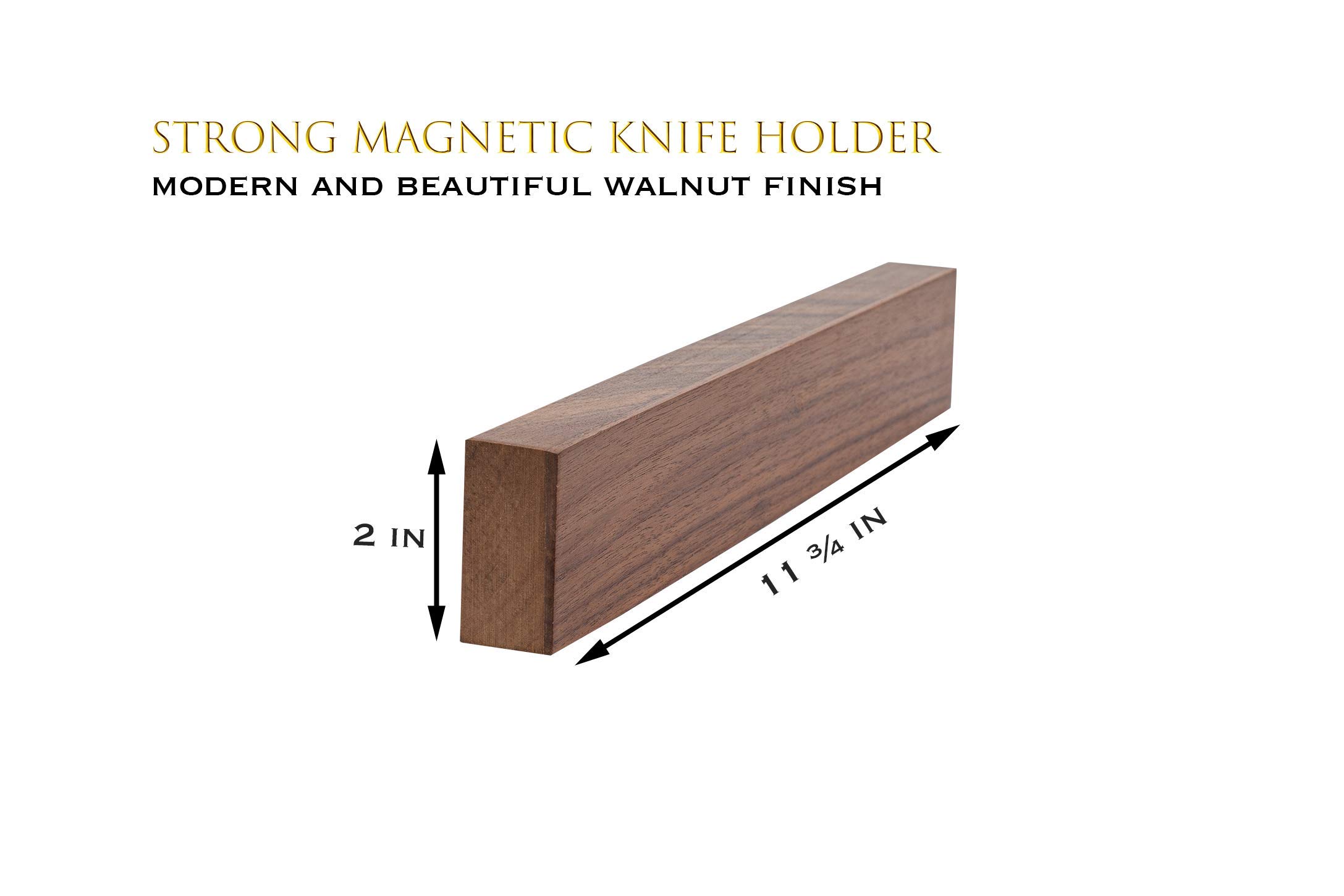 Walnut Magnetic Knife Holder, 12 Inch, Wooden Knife Magnetic Strip For Wall, Cooking Utensil Key Organizer Tool Wall, Neodymium Magnet