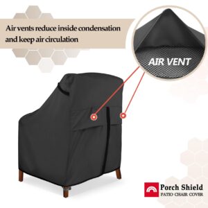 Porch Shield Patio Stackable Chair Covers - Waterproof Outdoor Stack of Chair Cover - 27W x 33D x 46H inch, Black