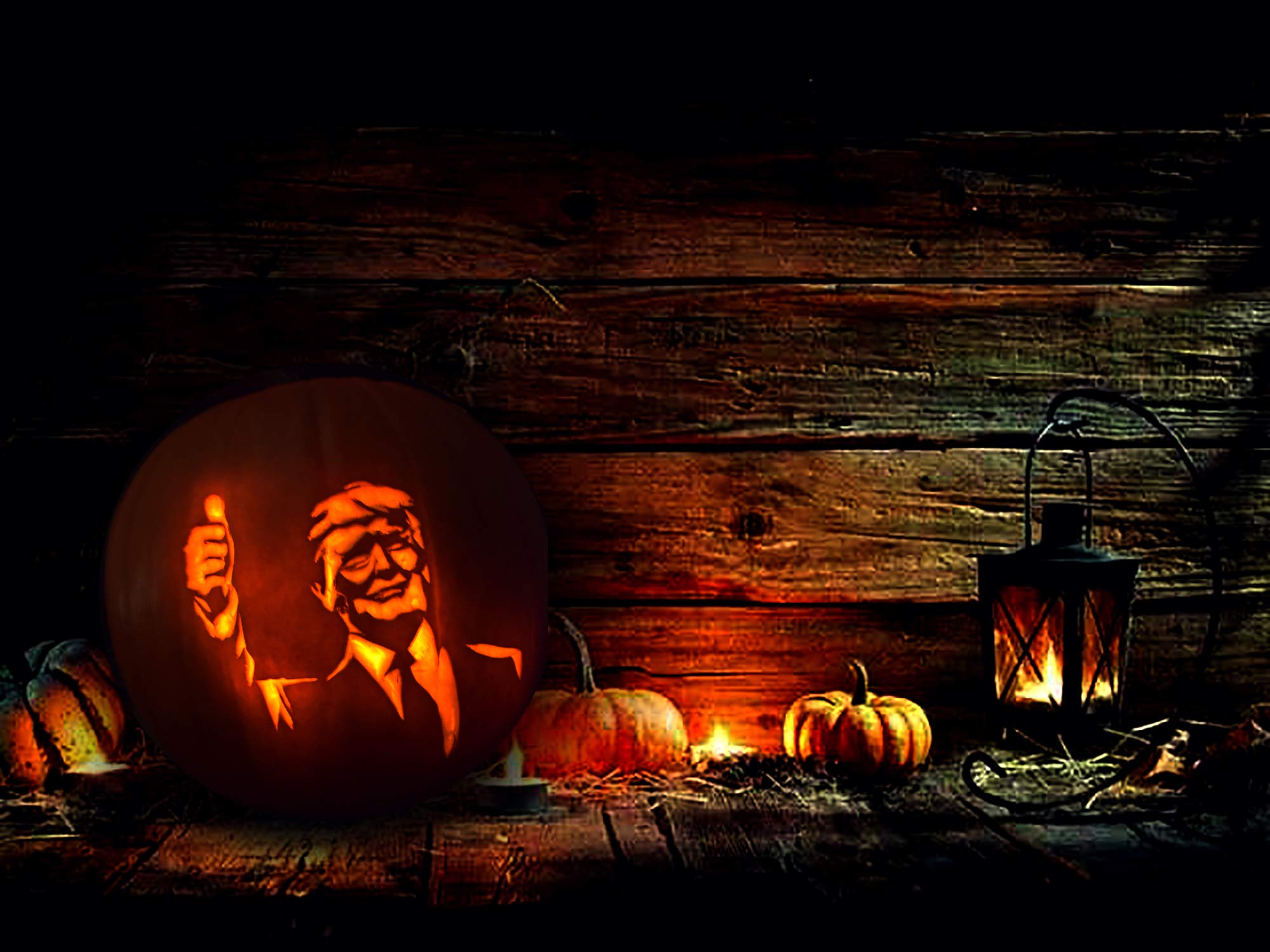 Trumpkin 15 Pc Pumpkin Carving Kit with Tools, Storage Case and Donald Trump Stencils; Make America Great Again When You Carve Trump’s Face on Your Halloween Jack-O-Lantern